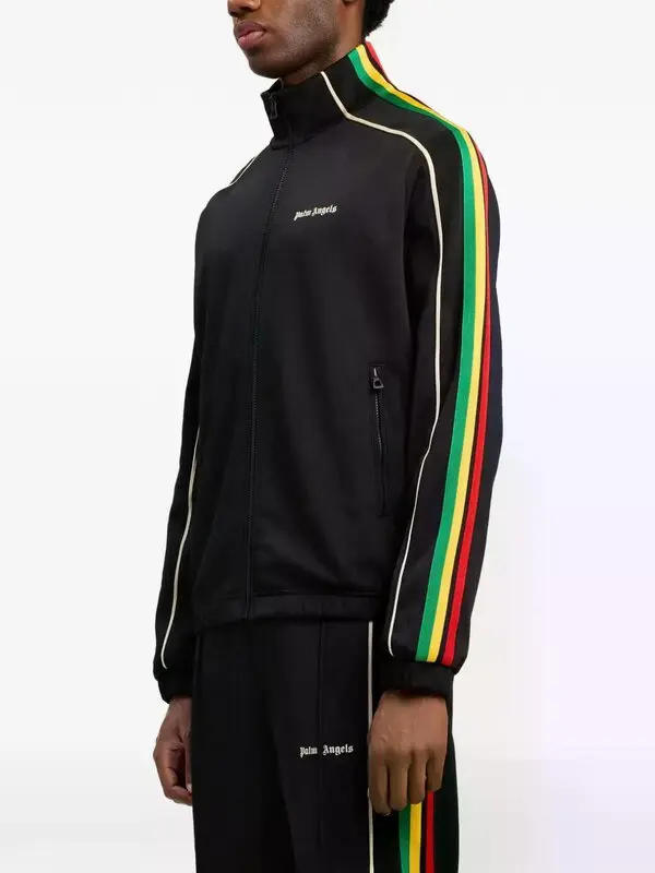 Palm Angels Logo Striped Track Jacket - Black