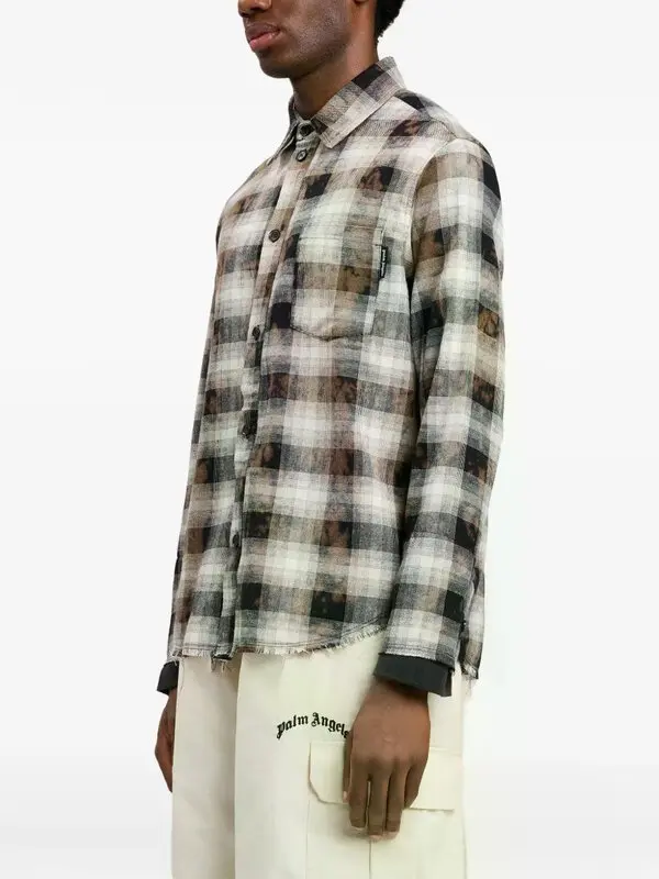 Palm Angels Check-pattern Frayed Shirt