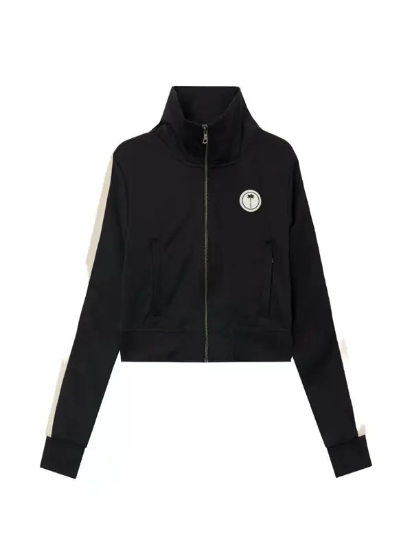 Palm Angels Tree Logo Sleeve Bands Cropped Track Jacket - Black