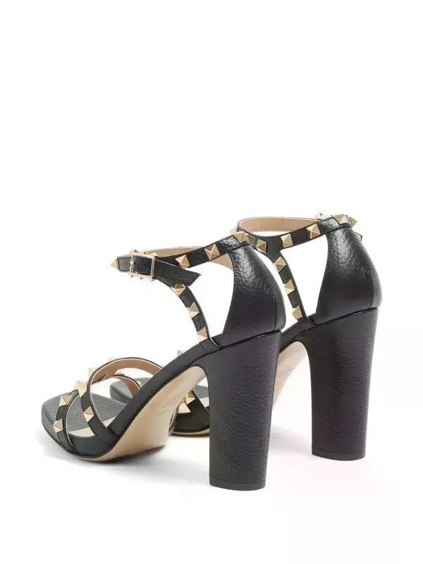 Valentino Garavani Rockstud Elk Print Calfskin Sandals - Black