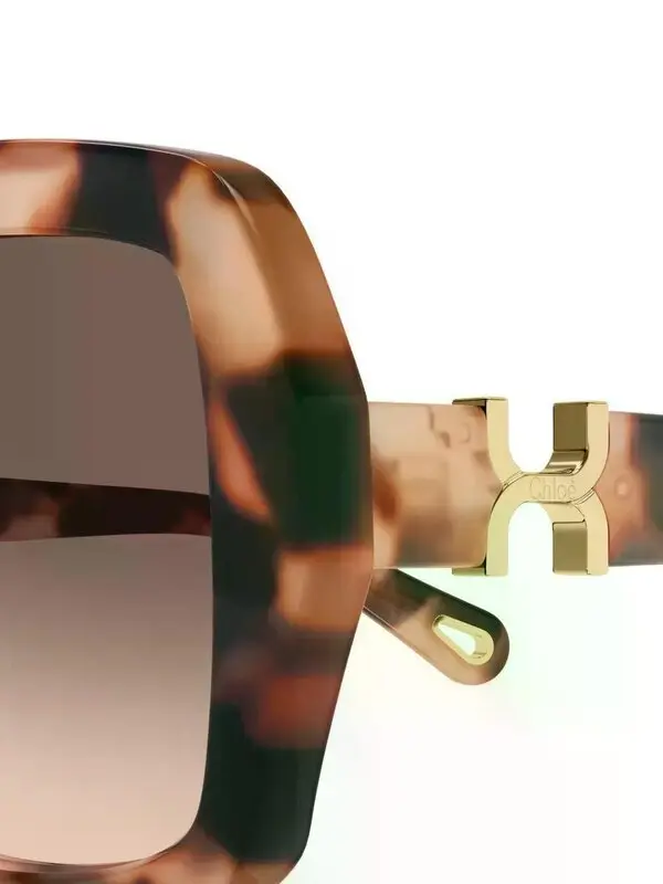 Chloé Square Frame Sunglasses With Gold Tone Logo Detail