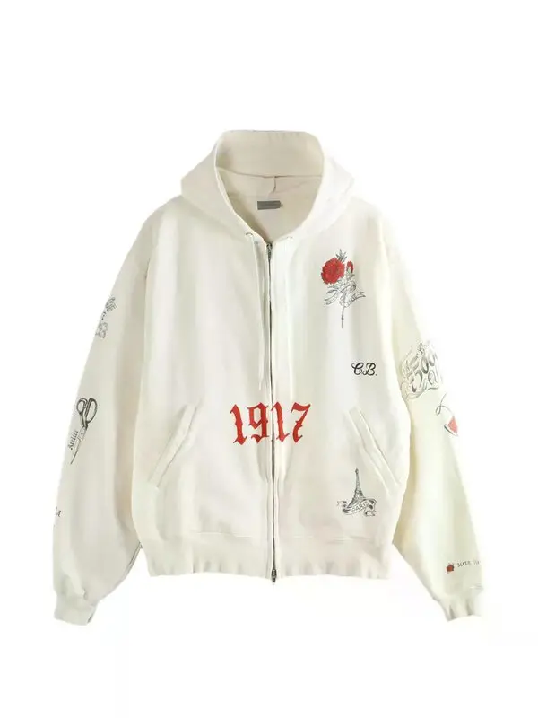 Balenciaga Tattoo Graphic-print Zip-up Hoodie