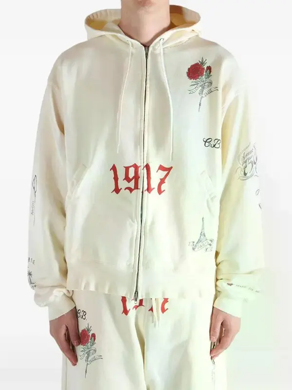 Balenciaga Tattoo Graphic-print Zip-up Hoodie