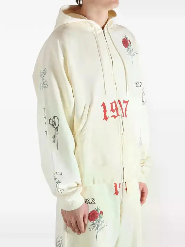 Balenciaga Tattoo Graphic-print Zip-up Hoodie