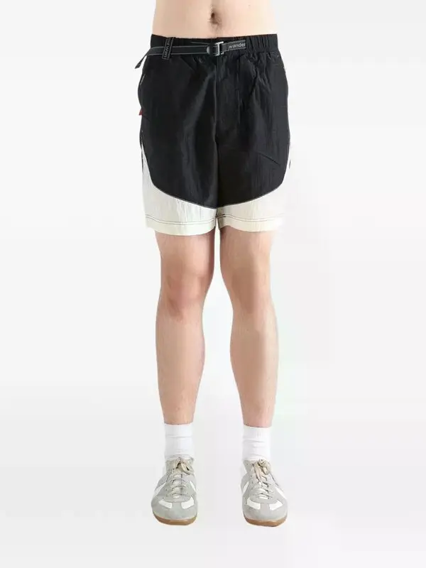 AND WANDER Panelled Belted Shorts - Black