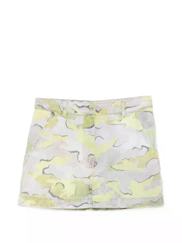Pinko Camouflage Print Cotton Mini Skirt