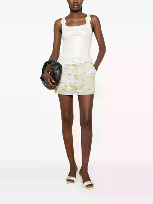 Pinko Camouflage Print Cotton Mini Skirt