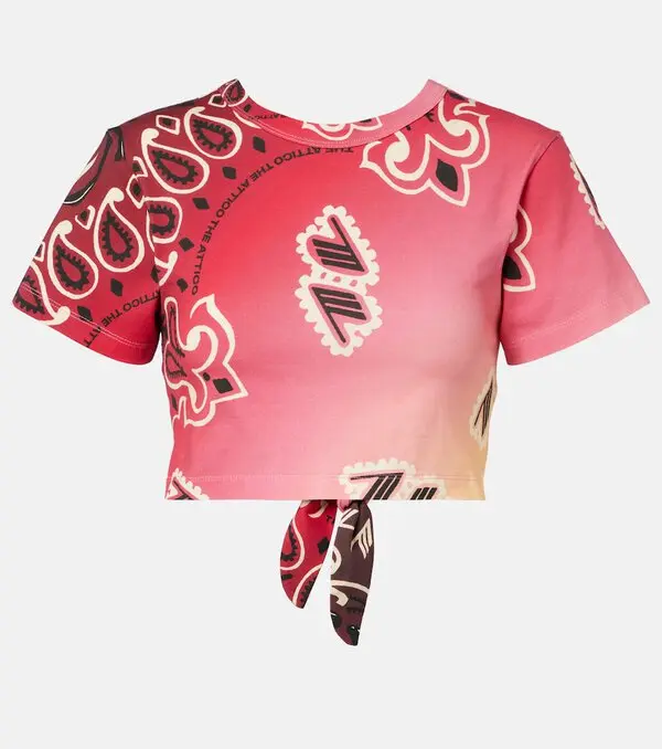 Attico Printed Cotton Crop Top