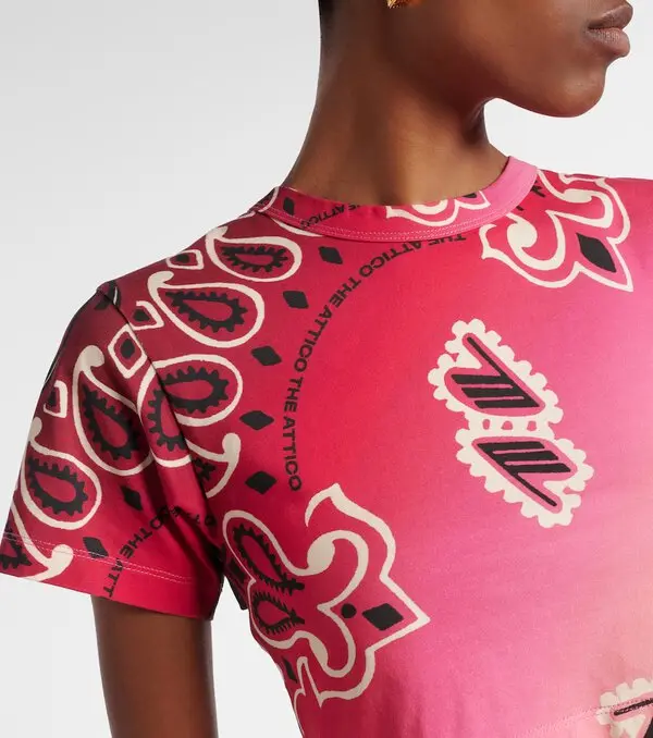 Attico Printed Cotton Crop Top