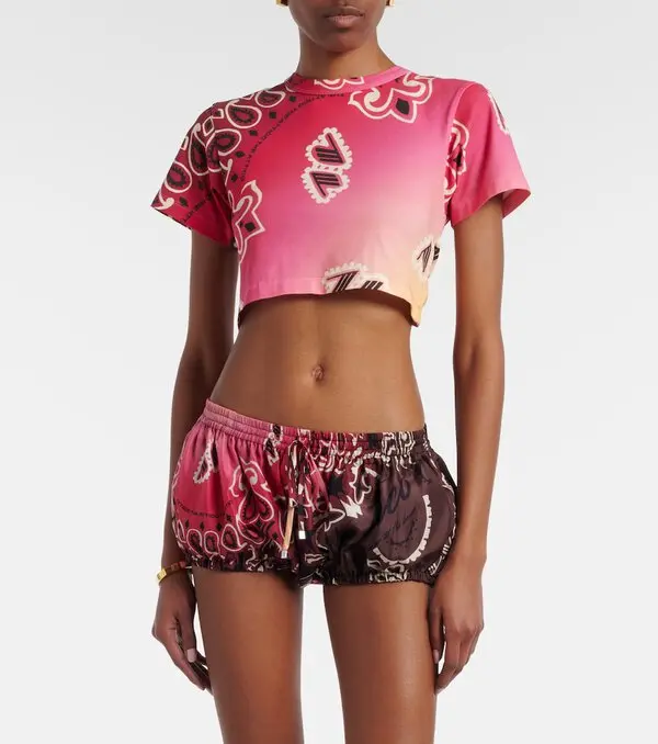 Attico Printed Cotton Crop Top
