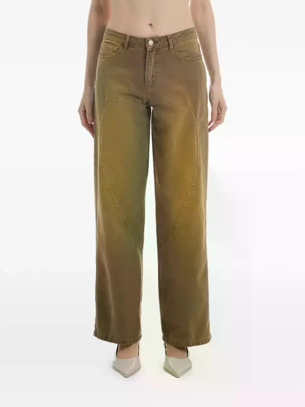 CARNE BOLLENTE Heart-motif Topstitched Jeans - Brown