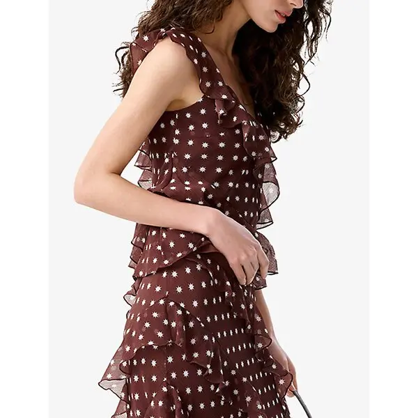 OMNES Francie Polka-dot Ruffle Top