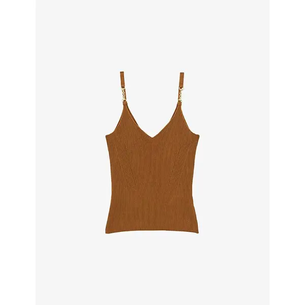 REISS X Atelier Cara Silk-blend Vest - Rust