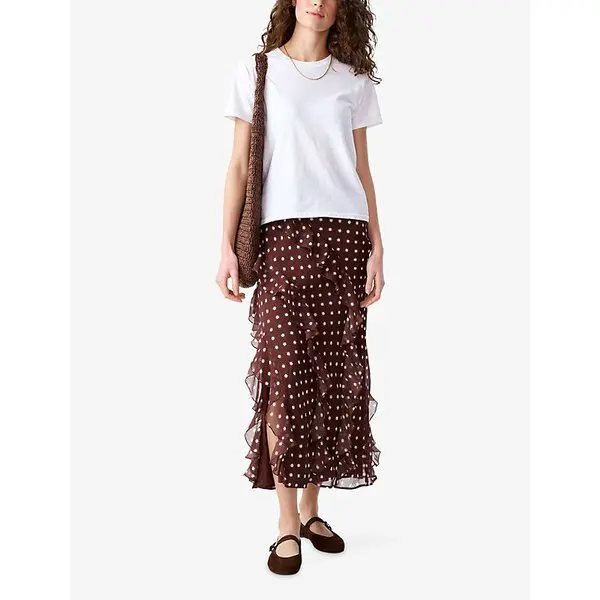 OMNES Darline Star-print Satin Midi Skirt