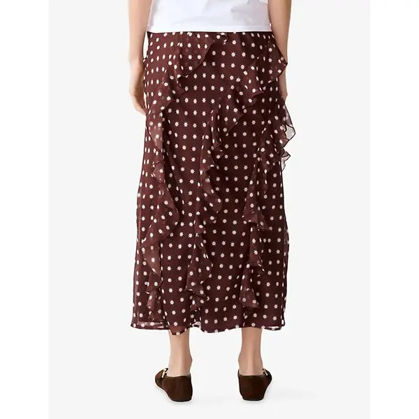 OMNES Darline Star-print Satin Midi Skirt