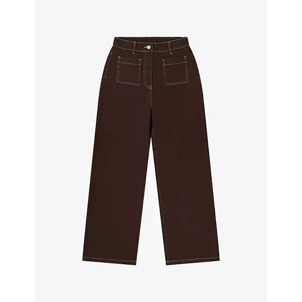 OMNES Wide-leg High-rise Jeans - Brown