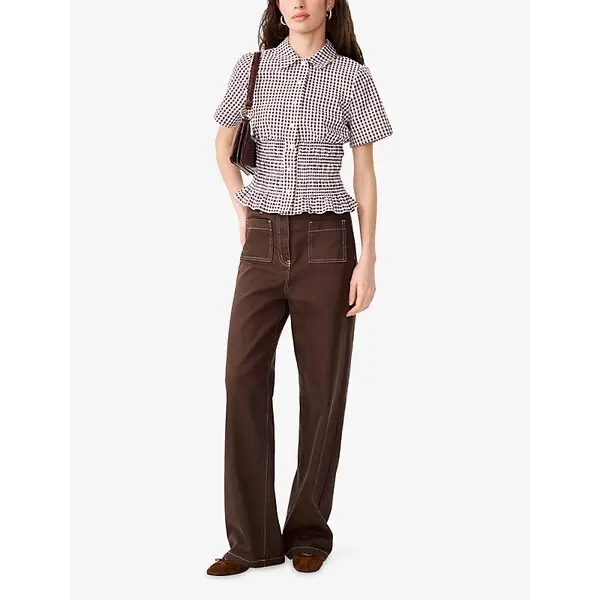 OMNES Wide-leg High-rise Jeans - Brown