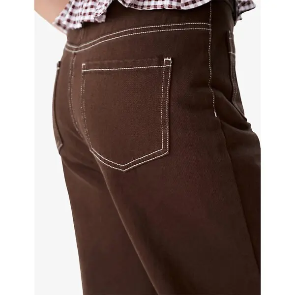 OMNES Wide-leg High-rise Jeans - Brown