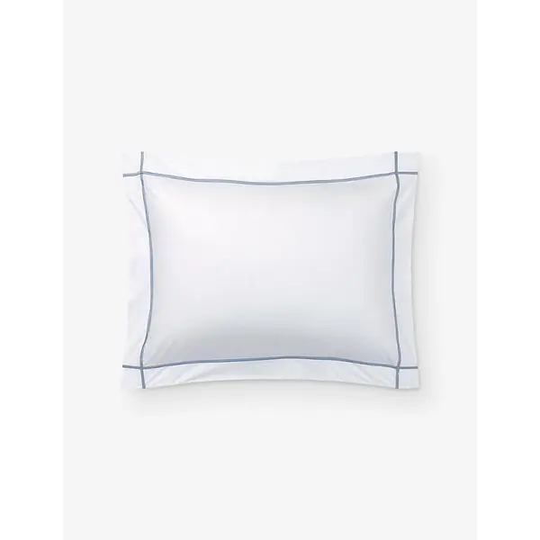YVES DELORME Athena Bourdon-stitch Oxford Pima-cotton Pillow Case - Celeste