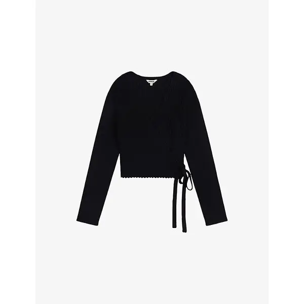 OMNES Soleil Knitted Wrap Top - Black