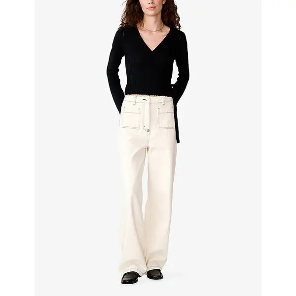 OMNES Soleil Knitted Wrap Top - Black