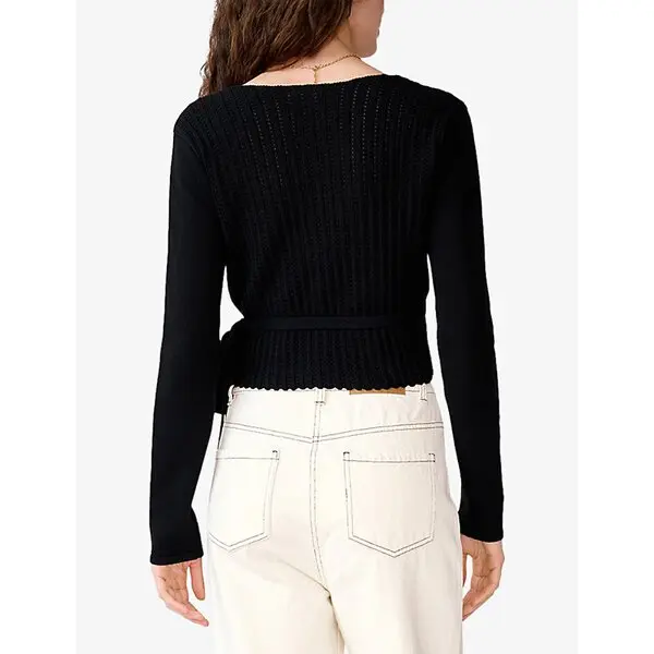 OMNES Soleil Knitted Wrap Top - Black