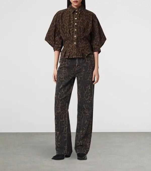 ALLSAINTS Nancy Leopard Print Denim Shirt