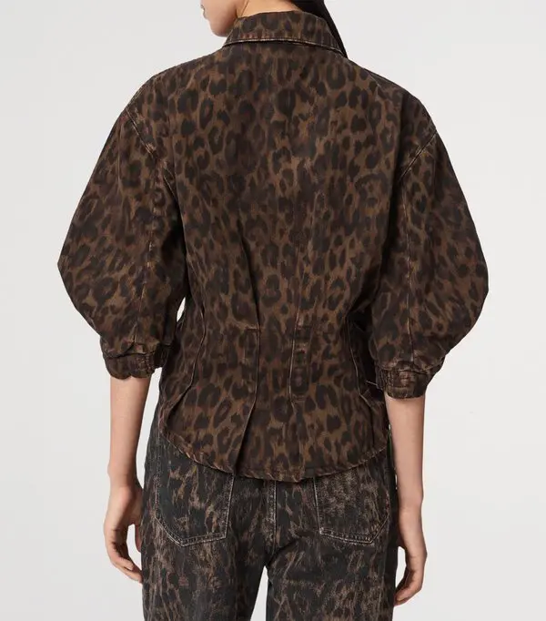 ALLSAINTS Nancy Leopard Print Denim Shirt