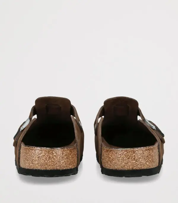 BIRKENSTOCK Suede Boston Clogs With Buckle Fastening - Brown
