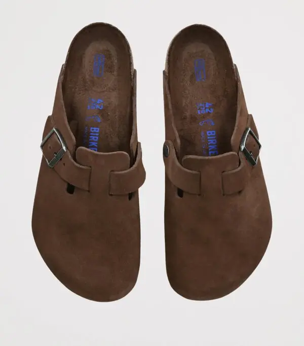 BIRKENSTOCK Suede Boston Clogs With Buckle Fastening - Brown