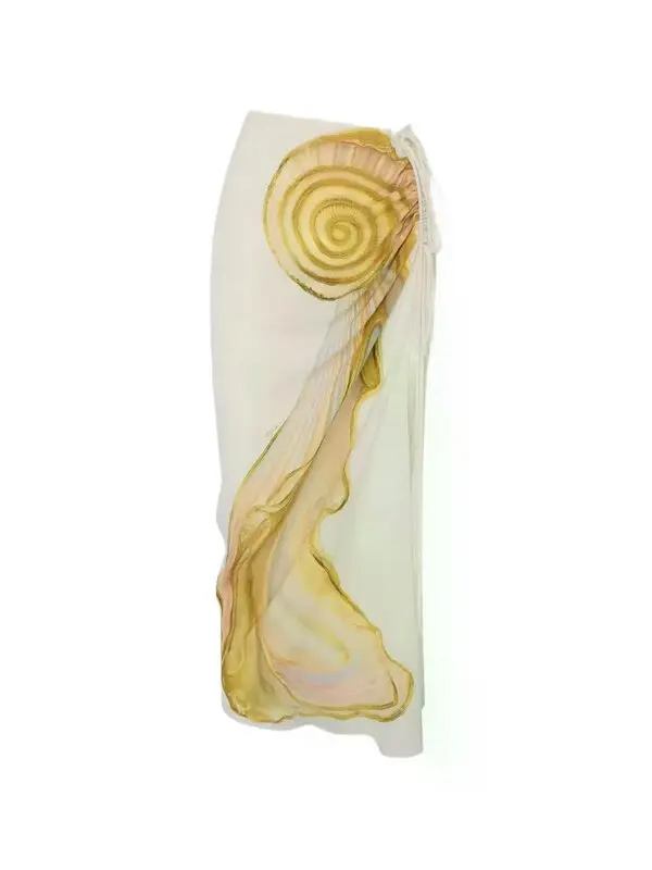 YUKIO Spiral-pleat Wrap Skirt - Neutrals