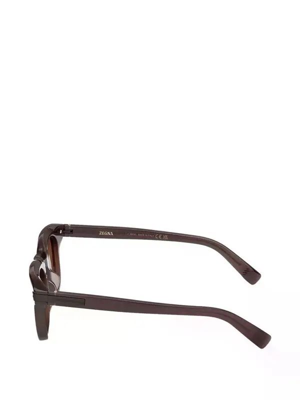 Zegna Rectangle Frame Sunglasses - Brown