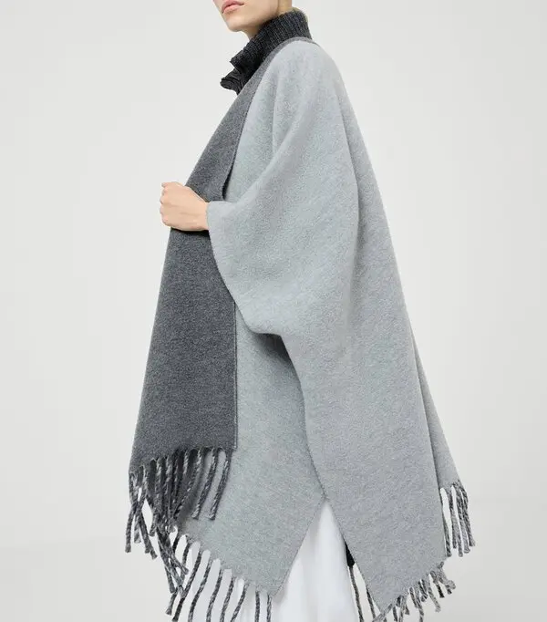 Brunello Cucinelli Wool-cashmere Reversible Poncho - Grey