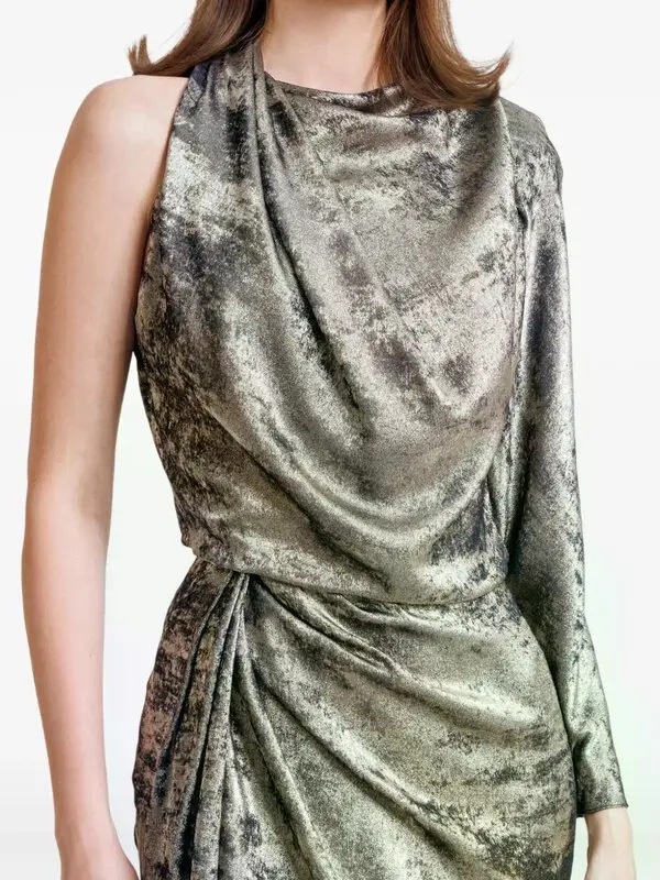 GEMY MAALOUF Metallic Asymmetrical Neck Maxi Dress