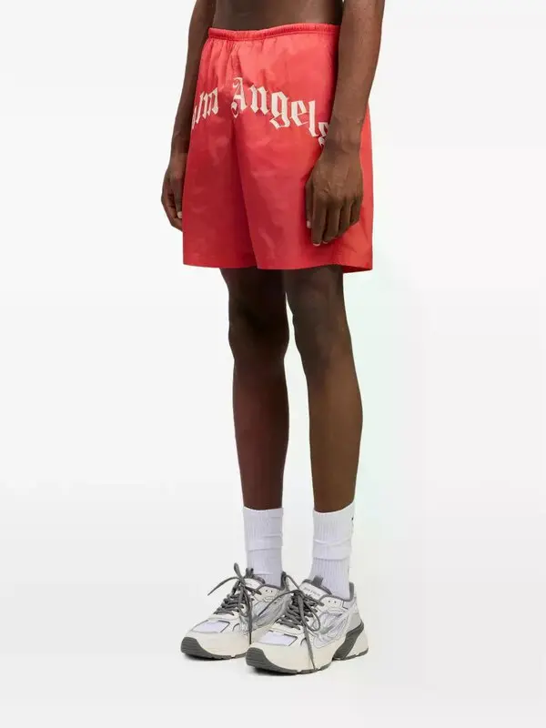 Palm Angels Curved Logo Swimshorts - Red