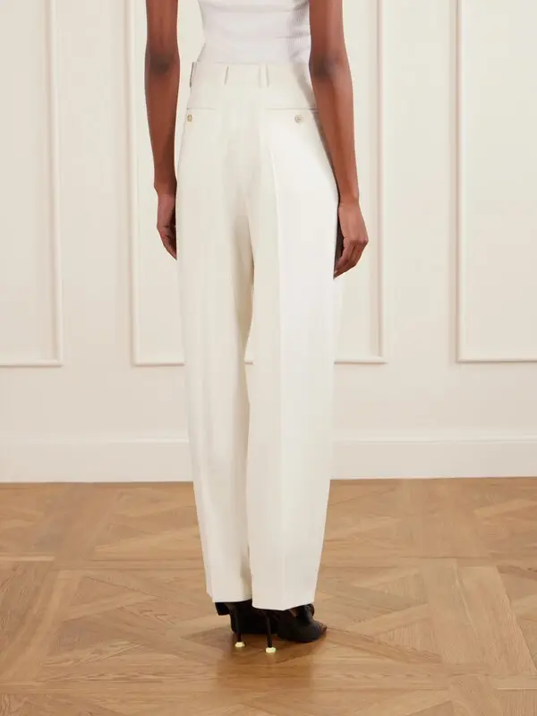 Givenchy Pleated Grain De Poudre Wool And Mohair-blend Wide-leg Pants