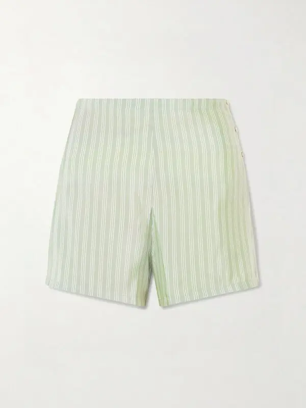 BODE Sylvan Striped Silk-satin Shorts