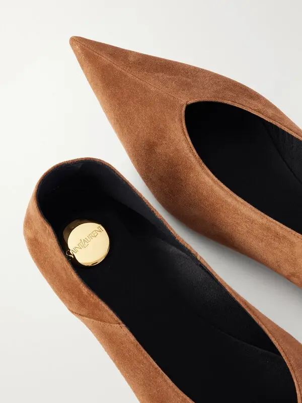 Saint Laurent Woven Leather Ballet Flats - Brown