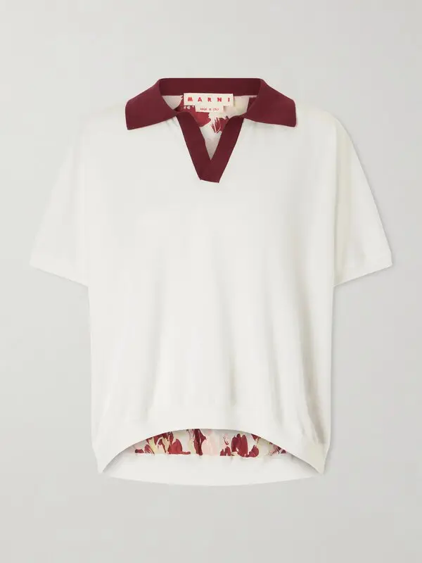 Marni Floral Print Back Polo Sweater - Multi