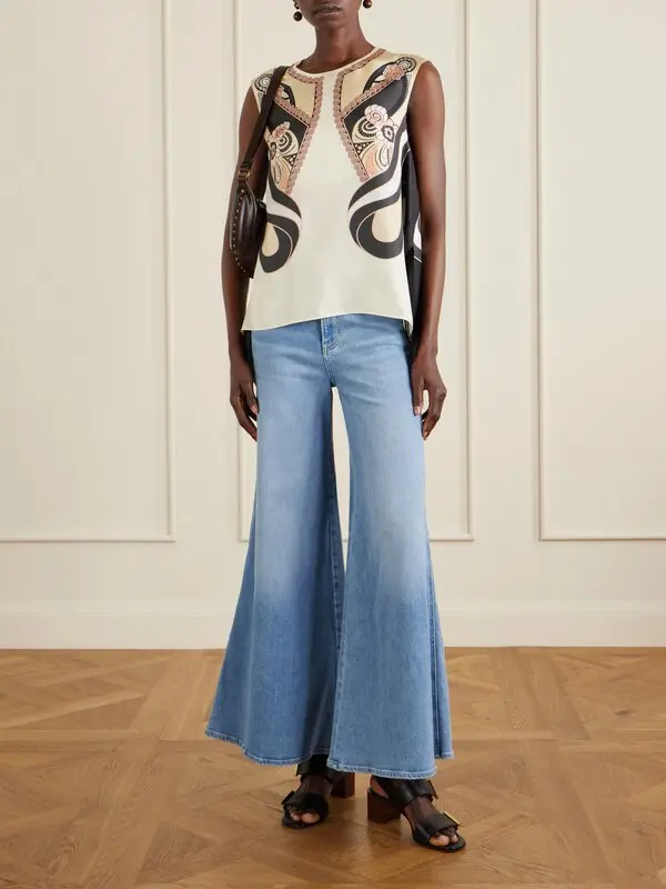 La DoubleJ San Carlo Asymmetric Printed Silk-twill Blouse - Neutrals