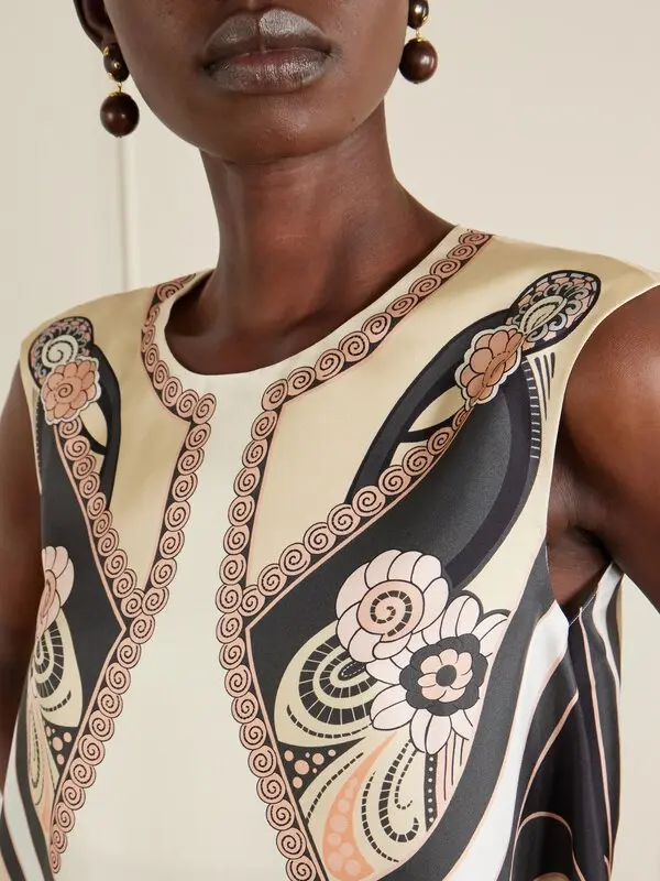 La DoubleJ San Carlo Asymmetric Printed Silk-twill Blouse - Neutrals