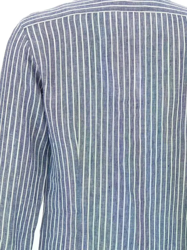 BARBA NAPOLI Striped Linen Shirt - Blue