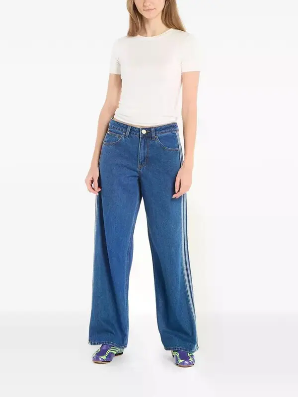 Adidas Wide-leg Jeans With Side Stripe Detail