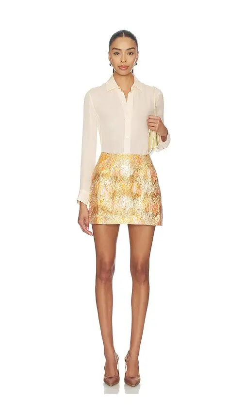 Renggli Silk Georgette Button Up Shirt - Peach