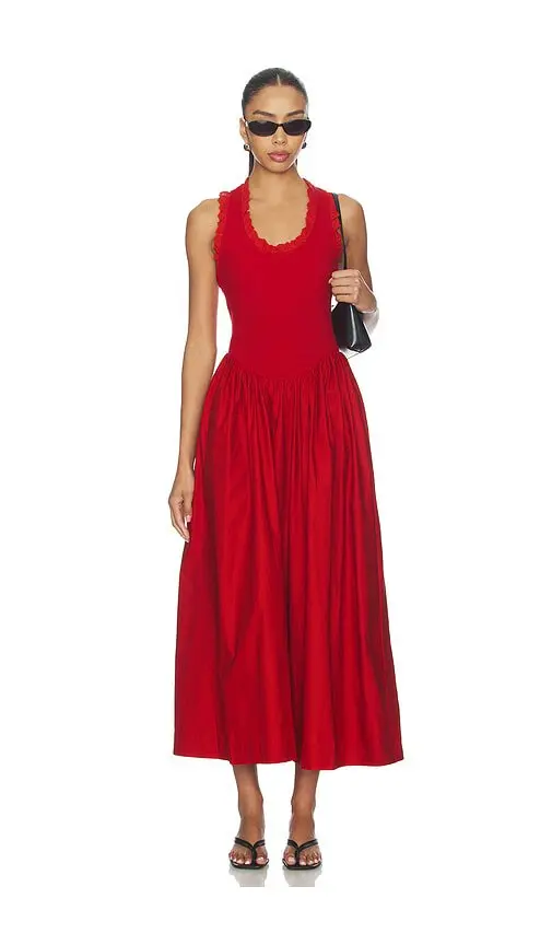 ROAME. Roame Lucy Rib Maxi Dress - Red
