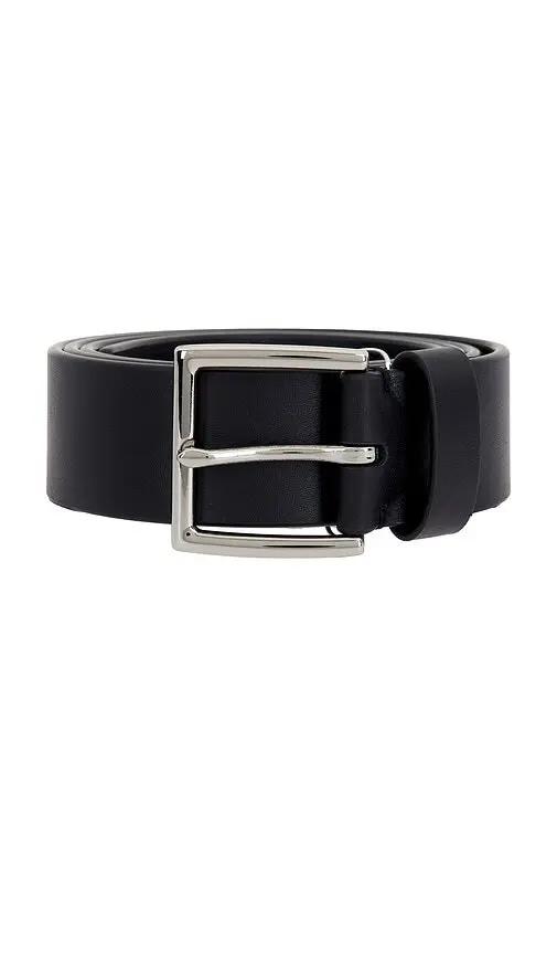 Vince 35mm Flat Leather Belt With Silver-tone Buckle