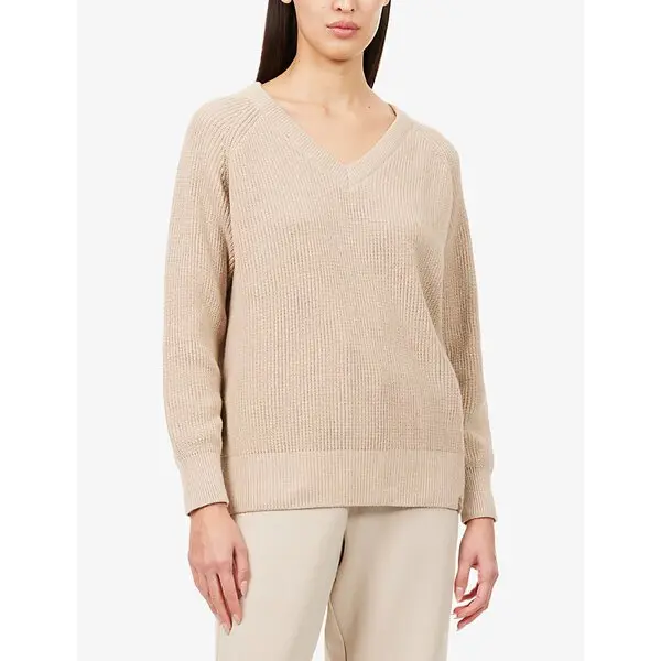 NOW YOU LIVE Laughton V-neck Knitted Cotton Jumper