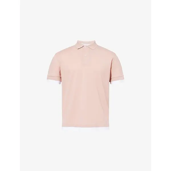 7 For All Mankind Double-layer Collared Cotton Polo Top - Rose