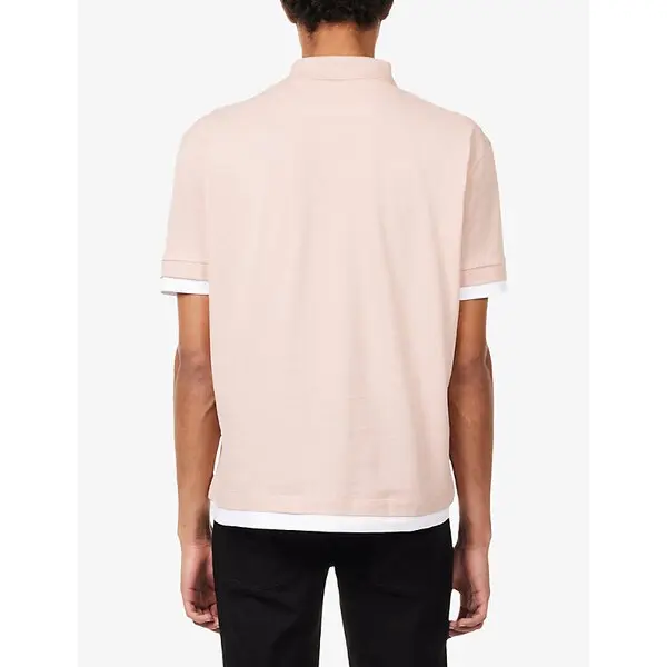 7 For All Mankind Double-layer Collared Cotton Polo Top - Rose