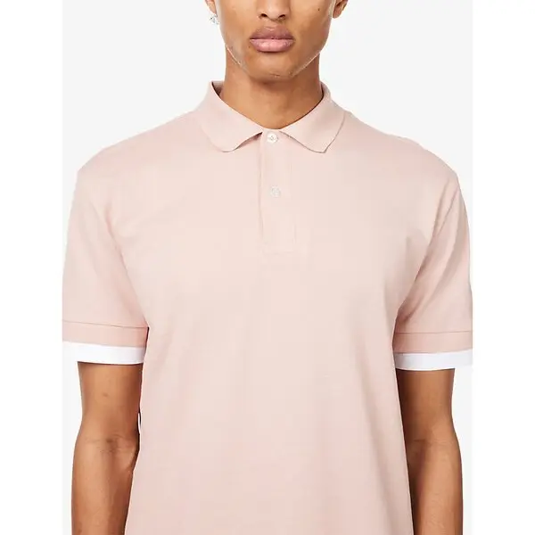 7 For All Mankind Double-layer Collared Cotton Polo Top - Rose